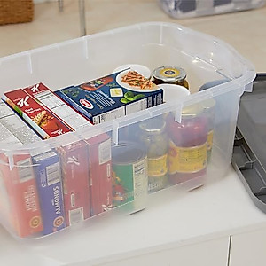 Rubbermaid Roughneck Clear Storage Container, 50 qt., Clear Base, Grey and Blue Lid, Pack of 5 (1785784)