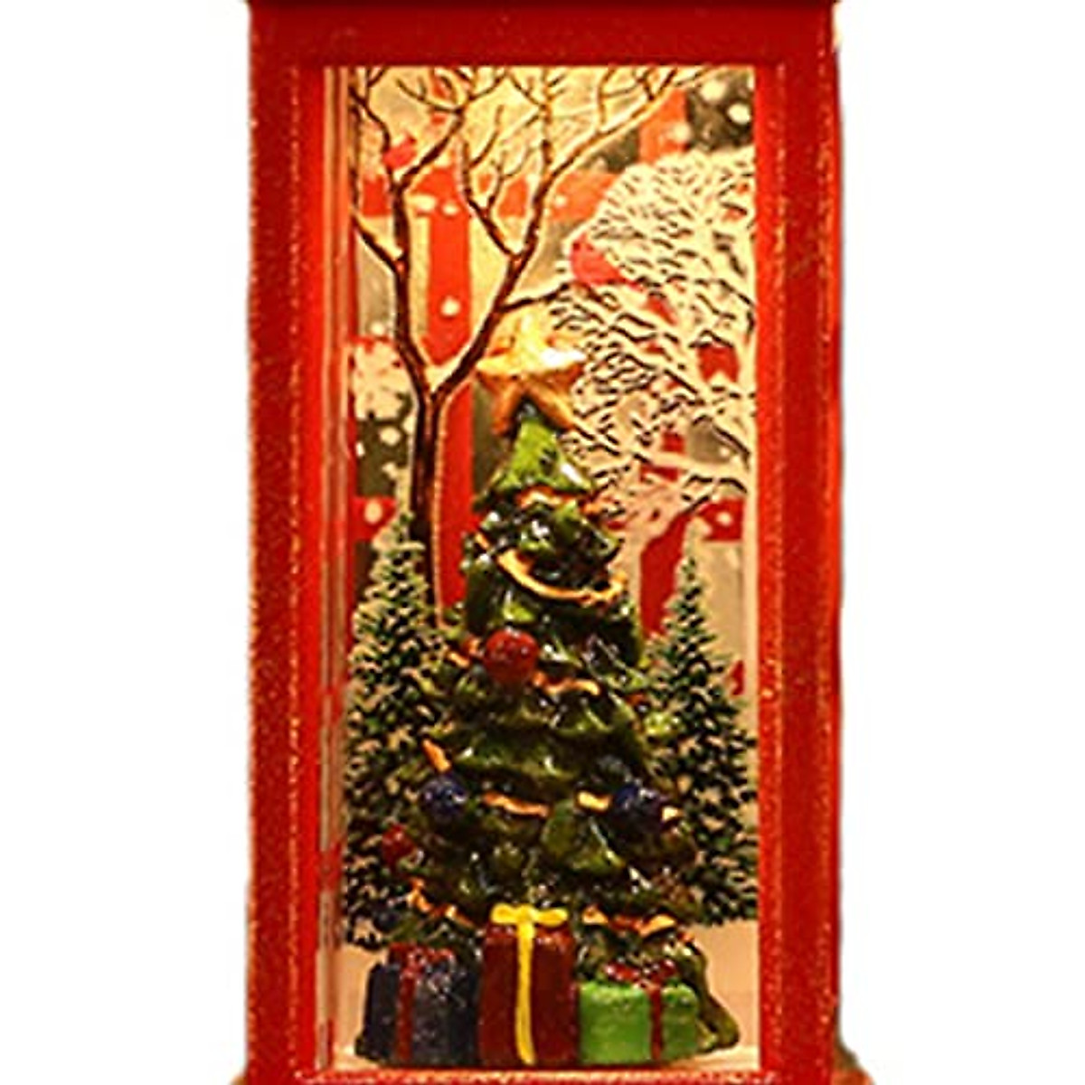 Airshi Snow Globe Lantern, 3PCS LR44 Button Battery Telephone Booth Designed PC Christmas Decorations for KTV (Christmas Tree)