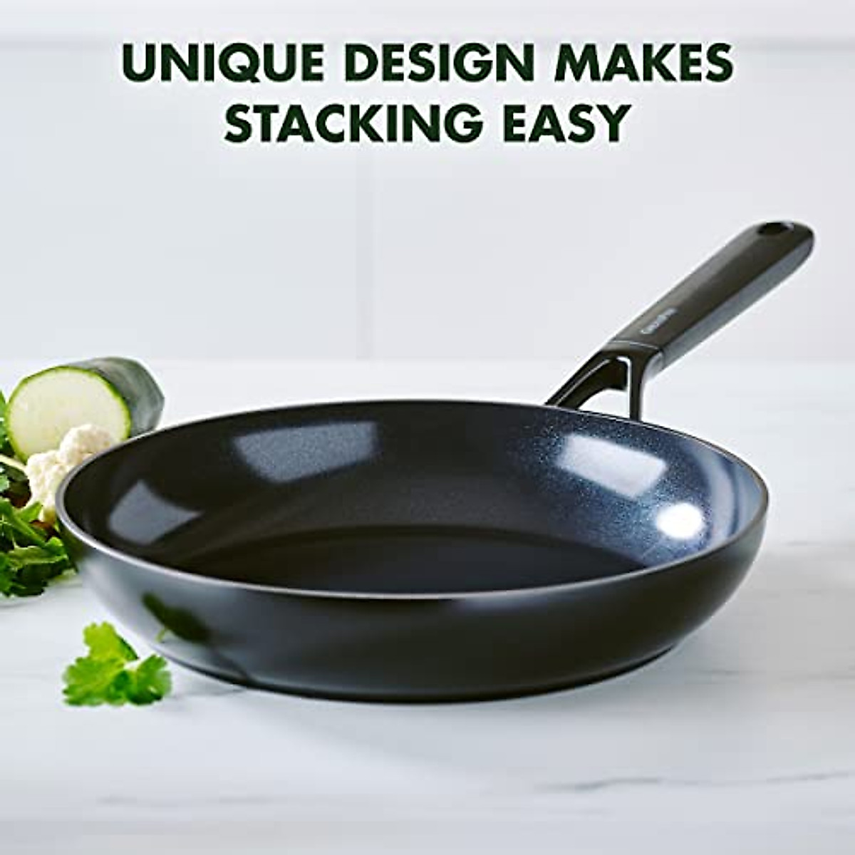 GreenPan SmartShape Healthy Ceramic Nonstick, 9.5" Frying Pan Skillet, PFAS-Free, Induction, Dishwasher Safe, Black