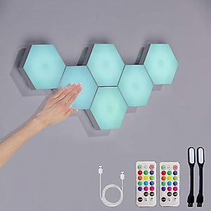 Hexagon Led Lights, Smart DIY Hexagon Wall Lights with Remote, Dual Control Hexagonal LED Light Wall Panels with USB-Power, Geometry Hex Lights Touch Used in Game Room Decor, Party