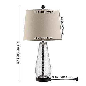 SAFAVIEH Lighting Collection Naila Modern Contemporary Farmhouse Clear Glass 26-inch Bedroom Living Room Home Office Desk Nightstand Table Lamp (LED Bulb Included)