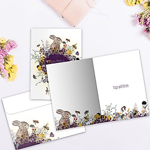 Tree-Free Greetings - Birthday Cards - Artful Designs - 1 Card + Matching Envelopes - Made in USA - 100% Recycled Paper - 5"x7" - Honey Bunny (GO61233)