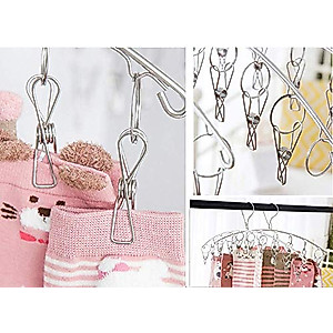 AmtBety 3 Pack Clothes Drying Rack with 12 Clips,Folding Stainless Steel Drying Hanger for Drying Socks,Drying Towels, Hat,Scarf,Diapers,Handkerchief,Bras, Baby Clothes,Lingerie,Socks,Gloves