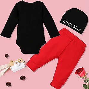 VAIZIQ Baby Boy Valentines Day Outfit Baby Boy Outfit New Round Neck Newborn Valentines Day Outfit Boy My First Valentines Day Baby Boy Outfit