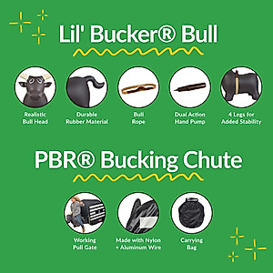 Big Country Toys Lil’ Bucker Bull & PBR Bucking Chute Kids Toys Set, Rodeo Ride On Toys for 18 Months to 3+ Years, Inflatable Bouncy Animals for Toddlers with Pump