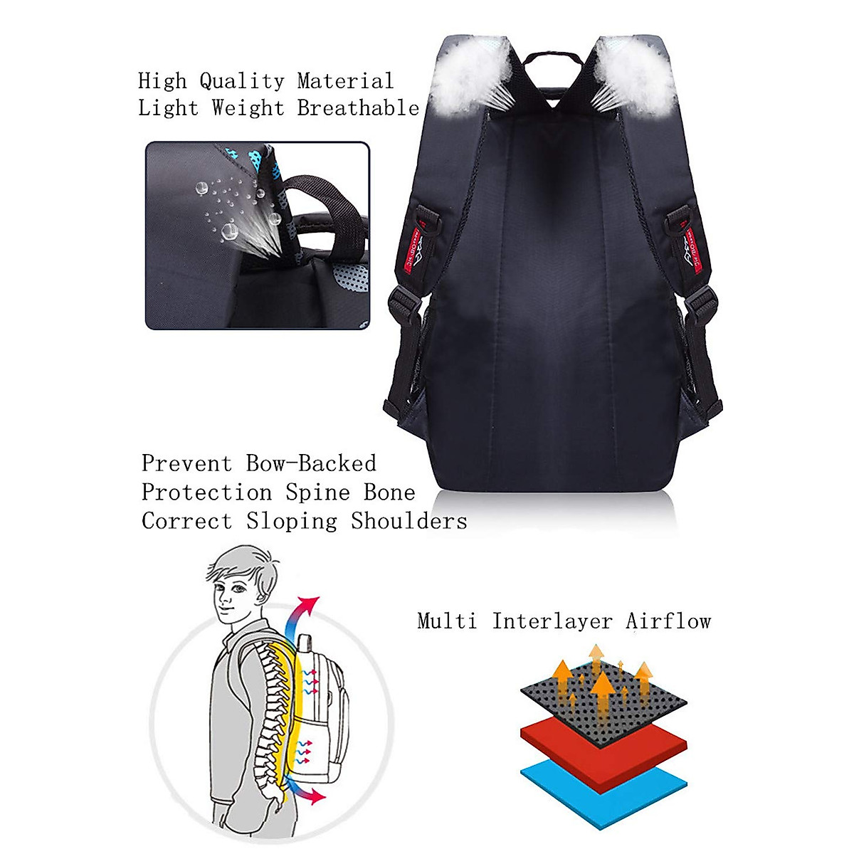 AIPEN Backpack for Boy Student Kid Waterproof Durable Elementary Middle Casual Bookbag, B-green, One_Size