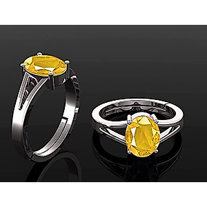 SirDaksh 6.50 Carat 925 Sterling Silver Ring Yellow Sapphire Gemstone Astrological Purpose For Men And Women's