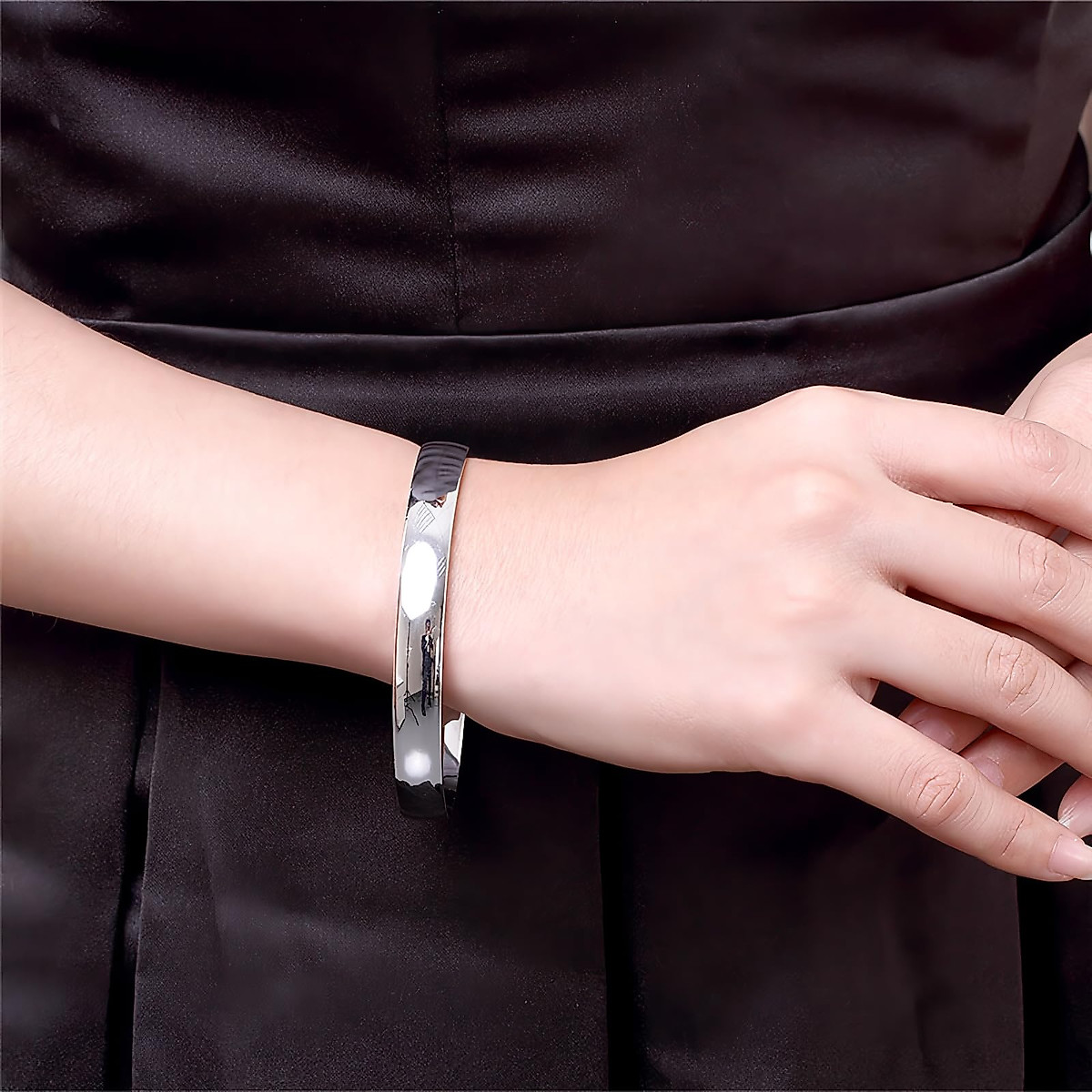 925 Sterling Bangle Bracelet Fashion Jewelry Water Drop Chunky Bangles for Women