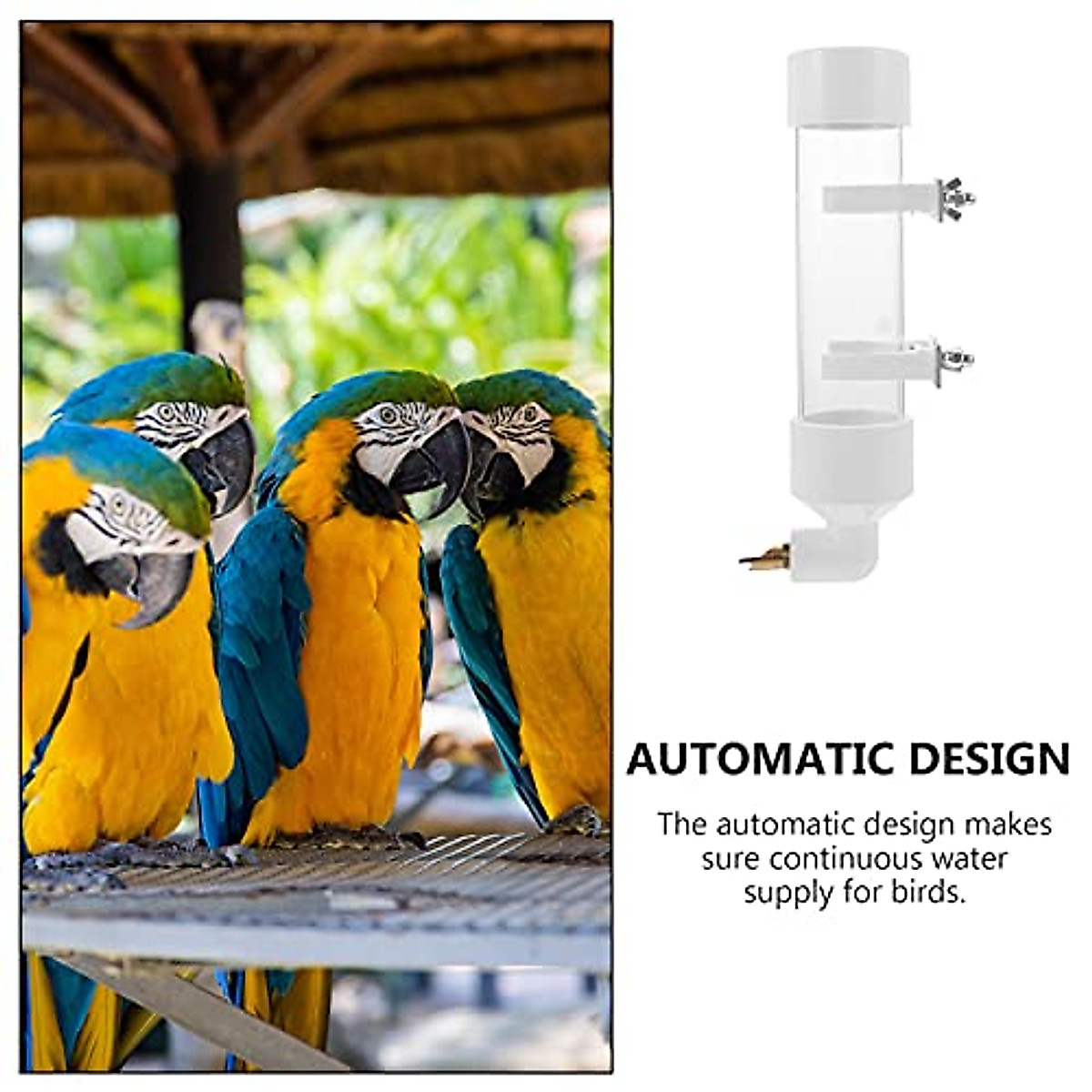 Balacoo Bird Drinker Waterer Parrot Automatic Drinking Device Water Feeder for Parakeet Cockatiel Conure Lovebird African Grey Macaw Clear