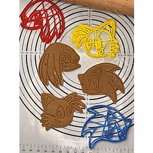 Set of 3 Sonic Knuckles the Echidna Miles Tails Prower Head Cookie Cutters & Molds Produced by 3D Kitchen Art