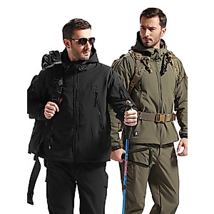 FREE SOLDIER Men's Outdoor Waterproof Soft Shell Hooded Military Tactical Jacket (Dark Navy XX-Large/US)