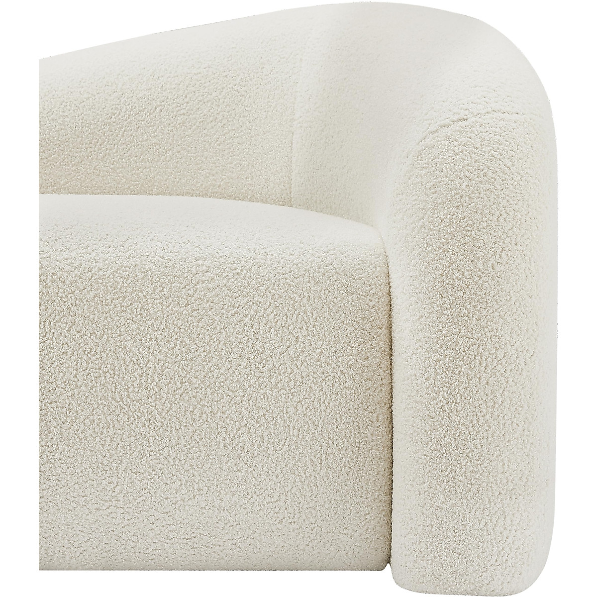 Meridian Furniture 186Cream-L Kali Collection Modern | Contemporary Loveseat with Soft Cream Faux Shearling Teddy Fabric, Curved Back, 62" W x 33" D x 27" H, Cream