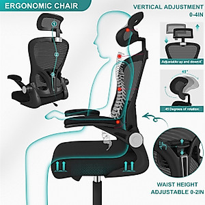 yoyomax Ergonomic Office Chair, High Back GamingChair for Big and Tall People, Adjustable Headrest/Armrests Reclining Comfy Home OfficeChair Lumbar Support Breathable Mesh ComputerChair-Black