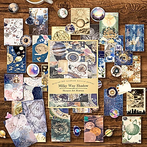 Chuchengio 100Pcs Scrapbook Craft Paper Kit for Scrapbook Journaling Supplies,Scrapbook Space Stickers Aesthetic for Scrapbooking Supplies,