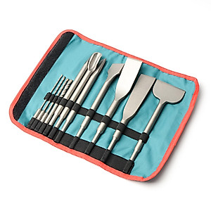YOSIGHT 11Pcs Rotary Hammer Drill Bits and Chisel Set - SDS-Plus Carbide-Tipped Drill Bits and Chisels with Storage Pouch - Ideal for Concrete Brick Stone and Other Masonry Construction Materials