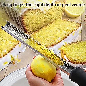 Sunivaca Zester, Lemon zester tool, Citrus Zester Grater with Handle, parmesan cheese grater, Sharp Fine Premium Stainless Steel Blade Heavy Duty, Dishwasher Safe