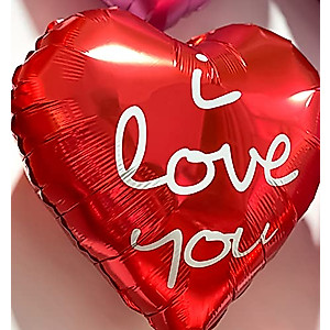 Dzrige 18 Inch I Love You Foil Balloons,Valentines Day Love Heart Mylar Balloons,Red Heart Shaped Balloons for Valentines Day Party Engagement Anniversary Wedding Birthday Decor Supplies (20Pcs)