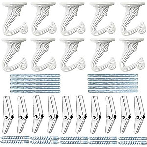 10 Sets Ceiling Hooks - Heavy Duty Swag Hook with Hardware for Hanging Plants Ceiling Installation Cavity Wall Fixing White