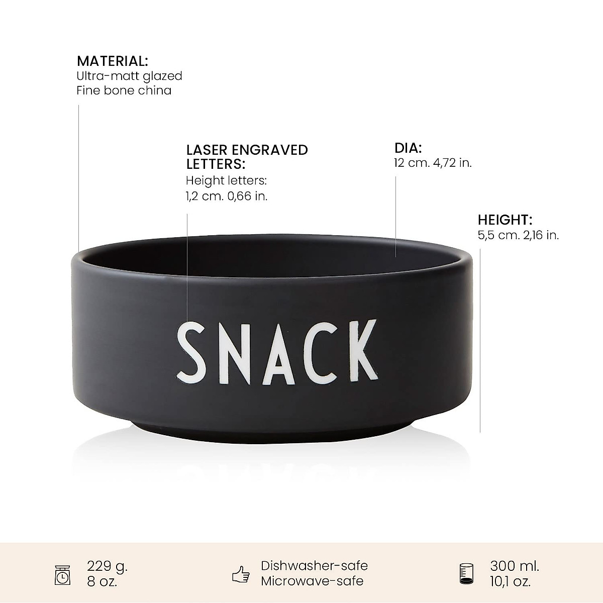 Design Letters Porcelain Snack Bowl 10 Oz | Ceramic Bowl | Bowls for Pasta, Cereal, Popcorn | Deep Soup Bowl for Kitchen, Dinner | Christmas Decorative Bowl | Microwave & Dishwasher Safe