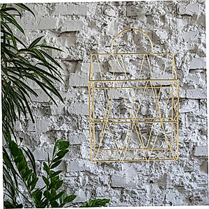 HOLIDYOYO Hanging Shelf Magazine Racks Desk Storage Shelf Wall File Organizer Hanging Magazine Mounted Mail Holder Storage Document Organizer Modern Magazine Rack Yellow