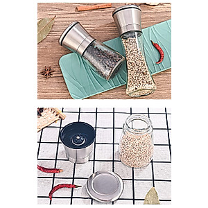 HELPLO Stainless steel Pepper Grinder Pepper Mill, Salt Grinder Refillable, Adjustable Coarseness Black Pepper Grinder, Stainless Steel Sea Salt Shaker with Ceramic Rotor (high)