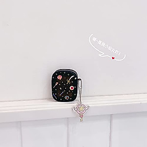 Soft TPU Case with Charm for Apple AirPods 1 2 1st 2nd Generation Sailor Crystal Magical Wand Black Color Japanese Cartoon Anime Cute Lovely Adorable Girls Kids Women