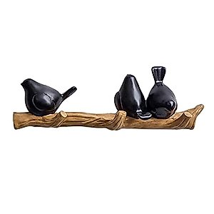 Entryway Coat Hook Creative Bird Coat Hook Wall Coat Rack Hat Key Wall Hanging Room Wall Decoration Storage for Hallway Living Room Bedroom Wall Mounted Coat Rack (Color : Black, Size : 3 Birds)