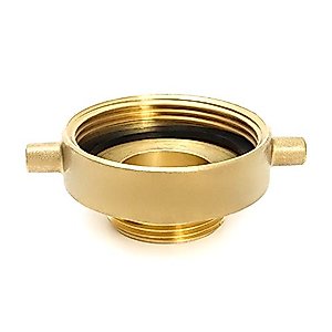 QWORK Brass Fire Hydrant Adapter, Hydrant to Garden Hose Adapter, 2-1/2" NST (NH) Female x 3/4" GHT Male, Fire Equipment Hose Adapter with Pin Plug, 1 Pack
