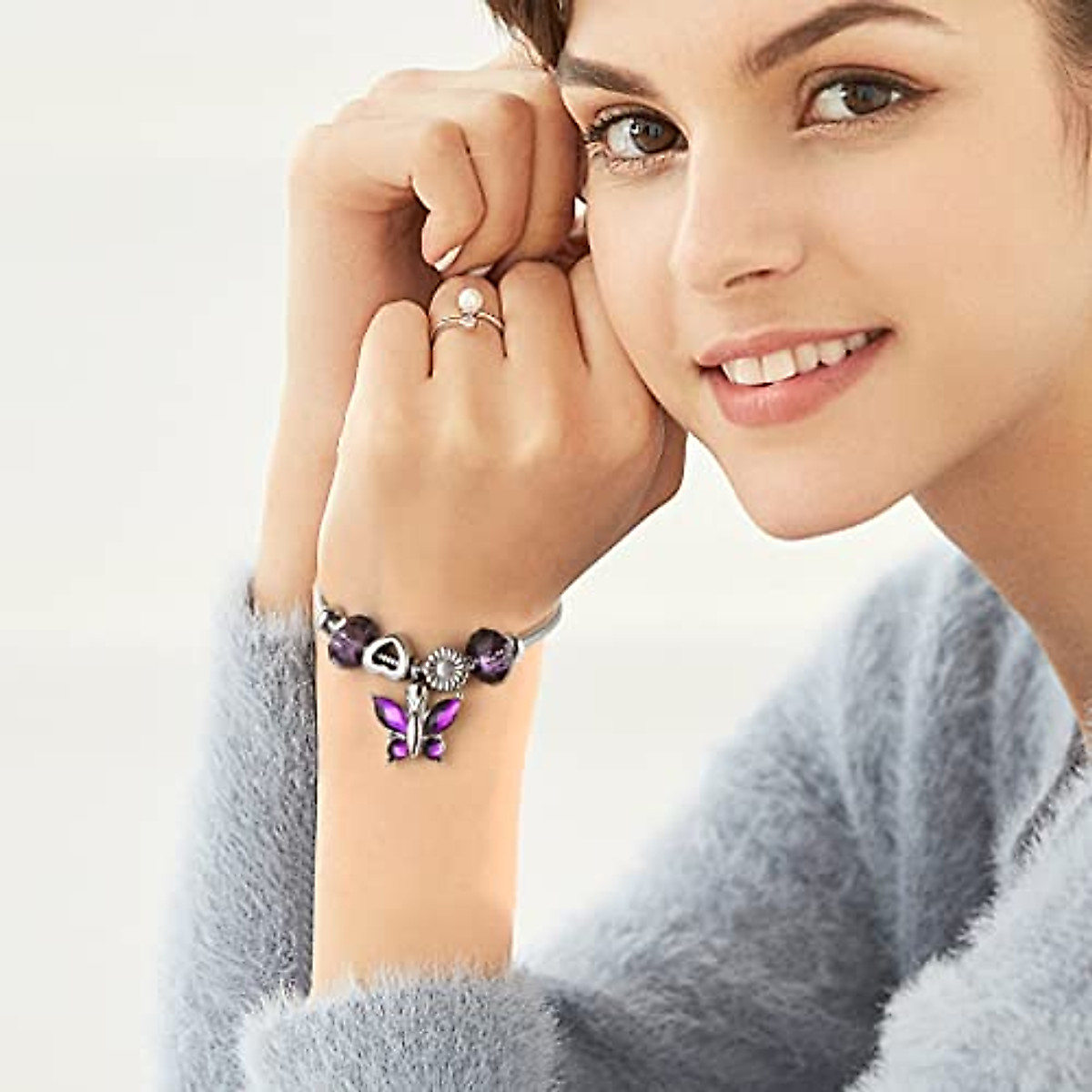 SOITIS Urn Bracelet for Ashes Butterfly Cremation Bracelet Stainless Steel Ashes Keepsake Memorial Urn Bangle for Women