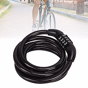 Bike Cable Lock, Manganese Steel Scratch Proof Drill Resistant Anti Theft Chain Lock Combination Not Changeable Password for Scooters