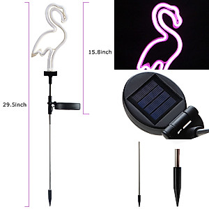AHNNER Solar Garden Lights, Outdoor Lights Flamingo Neon Lights, Waterproof Outdoor Lights for Garden Patio Yard Pathway Decoration (1PACK)