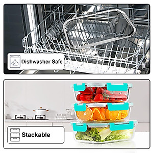 VERONES 10Pack 22OZ Glass Meal Prep Containers, Airtight Glass Lunch Containers Set, Glass Food Storage Containers with Lids,Exclusive of BPA, for Microwave, Oven, Freezer&Dishwasher Friendly,Green