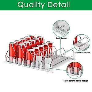 Drink Organizer for Fridge-White Automatic Pusher Glide,12oz 16oz 20oz-Soda Dispenser for Fridge-Holds up to 15 Cans
