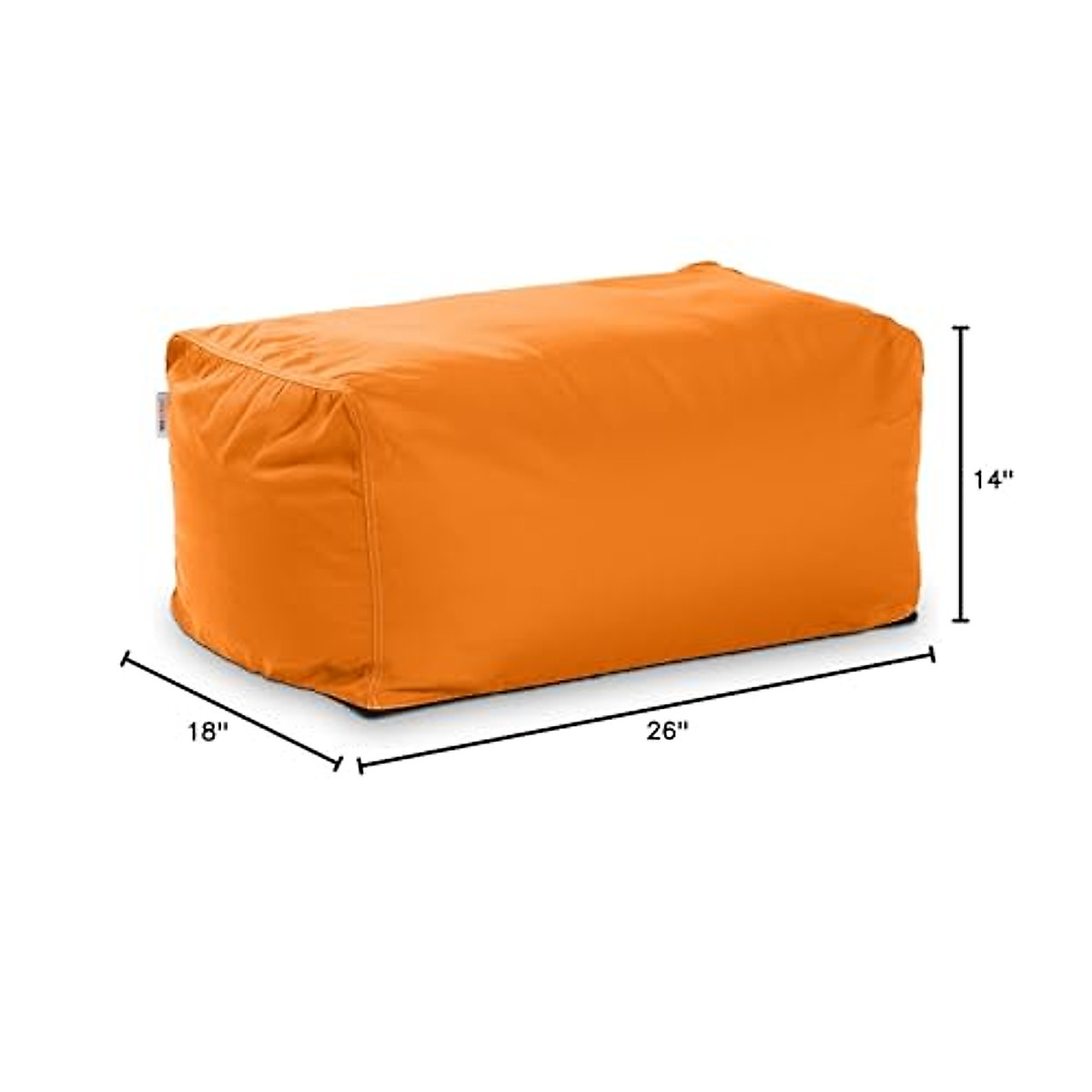 Jaxx Leon Outdoor Bean Bag Ottoman Bench, Premium Sunbrella, Tangerine