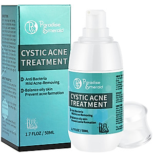 Paradise Emerald Cystic Acne Spot Treatment, Hormonal Acne Treatment for Face，Back and Body, with Salicylic Acid and Tea Tree Oil, Pimple Advanced Acne Cream for Teens & Adults