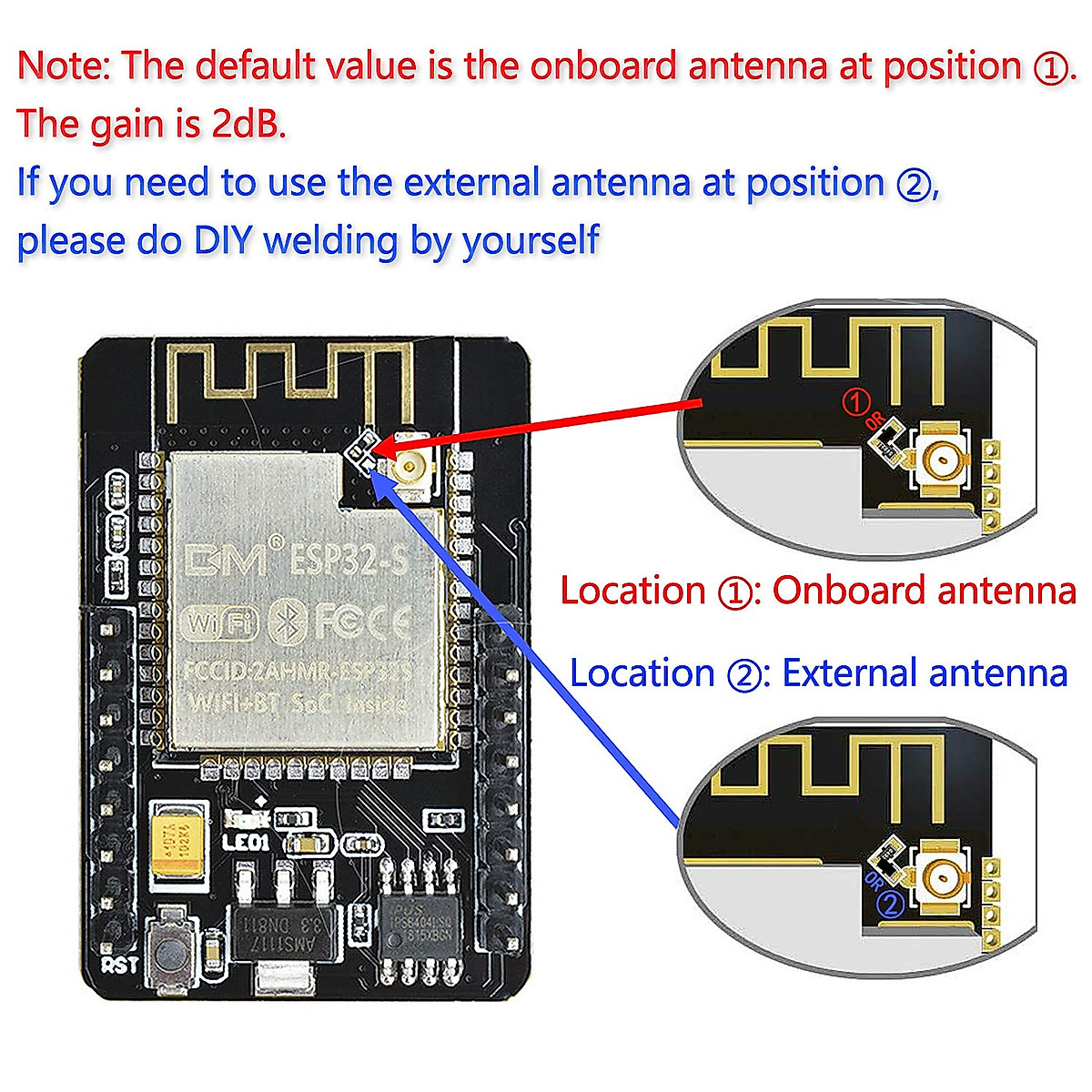 Aideepen ESP32-CAM W-BT Board+3 Pcs ESP-WROOM-32 Development Board