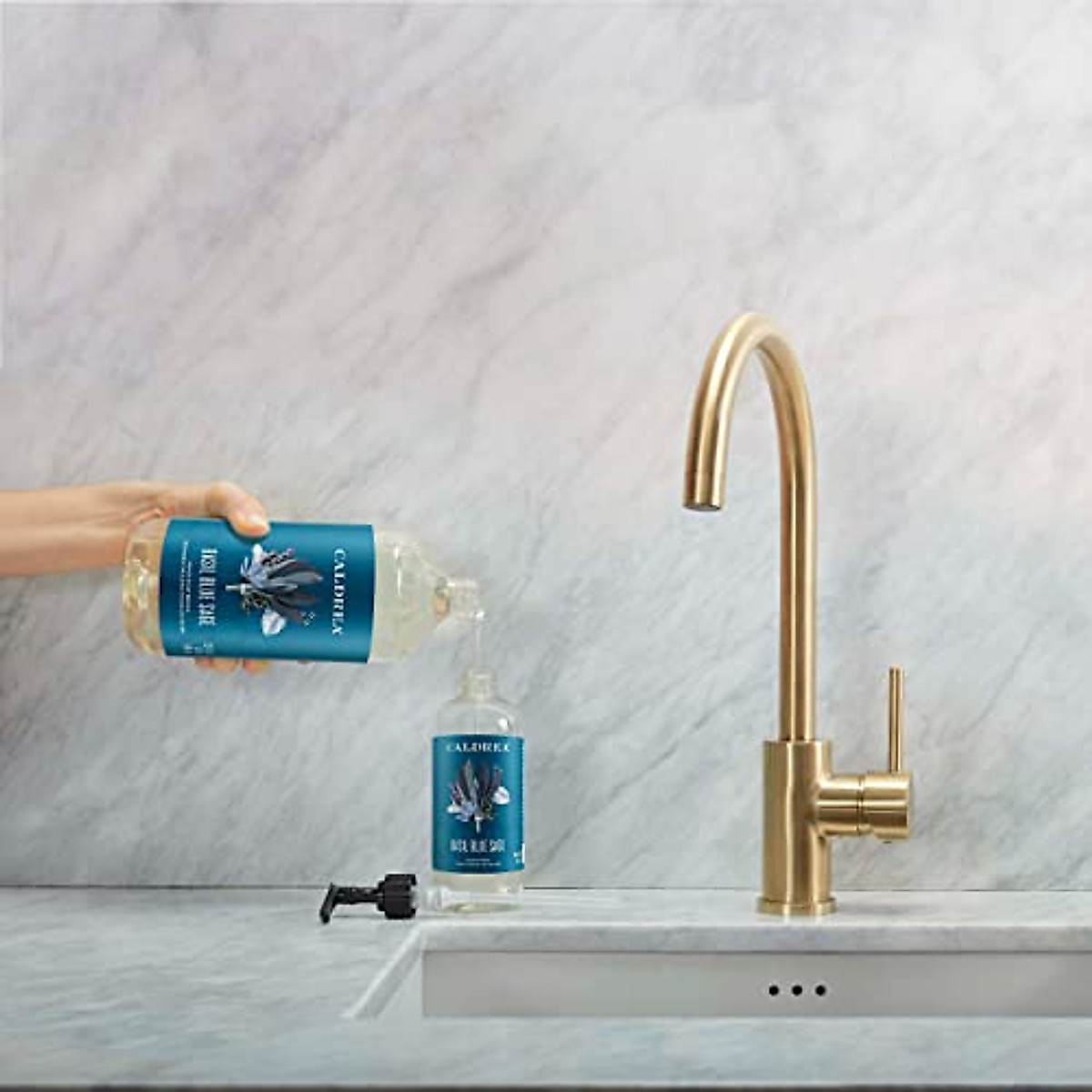 Caldrea Hand Soap Refill, Aloe Vera Gel, Olive Oil And Essential Oils To Cleanse And Condition, Basil Blue Sage Scent, 32 Oz