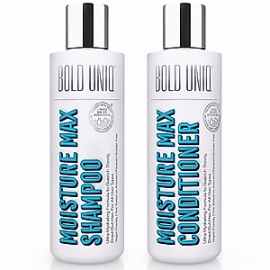 Bold Uniq Moisturizing & Hydrating Shampoo & Conditioner Bundle. for Dry Hair & Scalp. Adds Moisture & Shine. Detangles & Repairs Damaged, Colored, Curly & Frizzy Hair. Paraben & Sulfate Free.