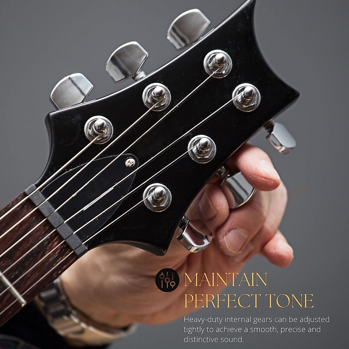 Flexzion Guitar Tuner Pegs Locking Tuners 3x3, 6 Pieces Chrome Finish Acoustic Guitar Pegs Key Machine Electric and Acoustic Guitar Tuner Musical Instrument Parts and Accessories Replacement