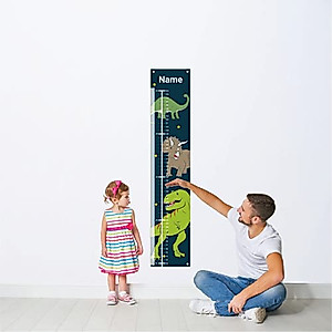 Personalized Kids Canvas Growth Chart, Kids Height Chart, Growth Chart Banner, Dinosaur Theme