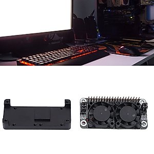 Dual Cooling Fans with Aluminum Alloy Heatsink for Raspberry Pi Zero 2W, RGB Lights Support GPIO PWM Control, Come with Screwdriver