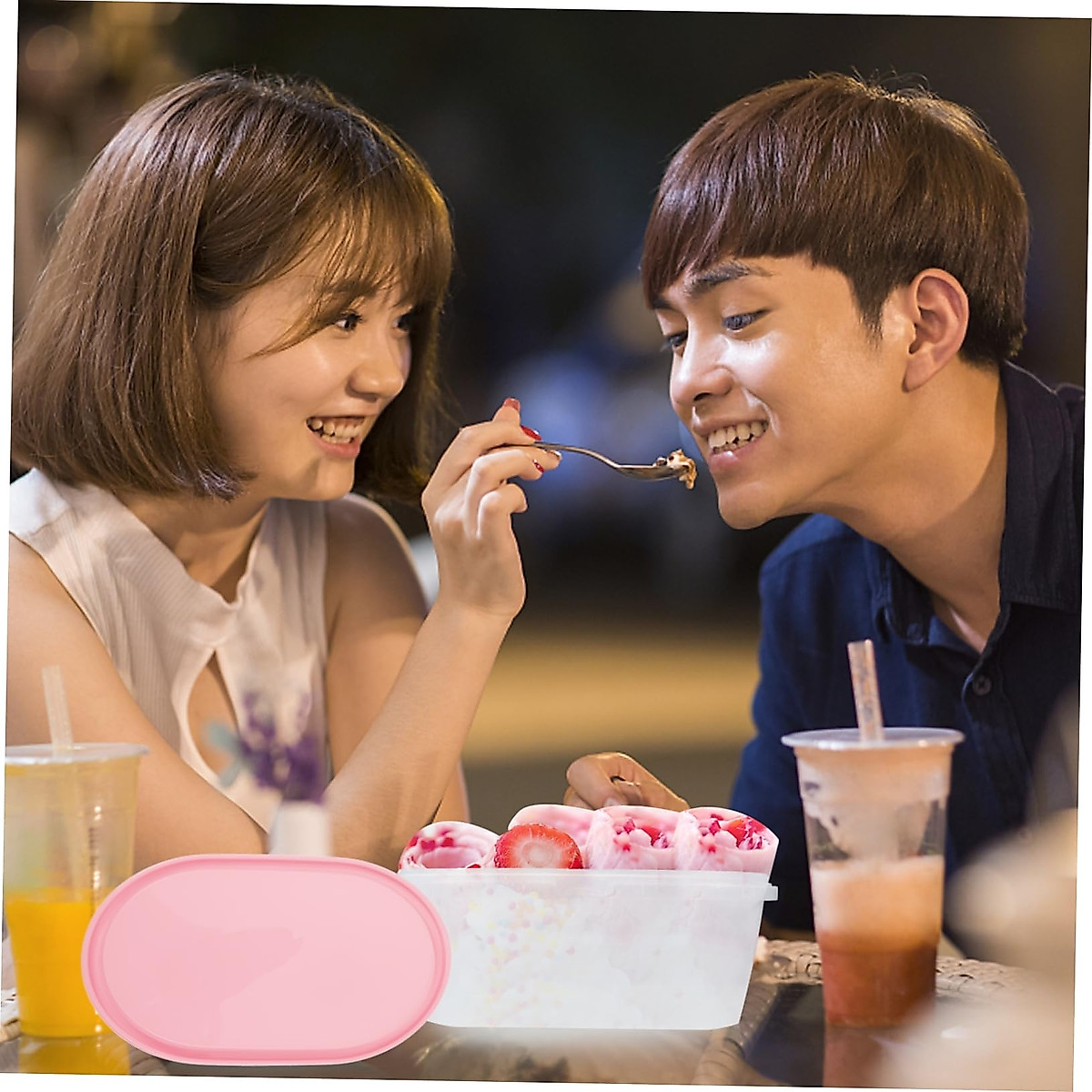 Abaodam 2 Sets 2pcs Ice Cream Box Containers Ice Cream Cups Food Canisters Homemade Ice Cream Container Homemade Ice Cream Tub Freezer Tub with Lid Storage Tubs Plastic Soy Milk Tableware