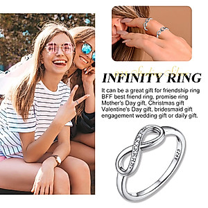 Bestyle S925 Sterling Silver Infinity Knot Ring, Size 8, CZ Band Ring for Women/Wife/Friends/Sister, Love Promise Engagement Wedding Ring