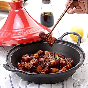 Moroccan Tagine Pot, 27cm Handmade Ceramic Tajine Pot Cookware with Lid and Dual Handle for Cooking and Stew Casserole Slow Cooker (Pink)