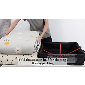 VOOWO 3 Pack Blanket Storage Bag, Oxford Comforter Storage Bag, 100L Large Quilt Storage Bag for Clothes, Blanket, Comforter and Bedding, Waterproof Moving Bag, Under Bed Storage Bag (Black)