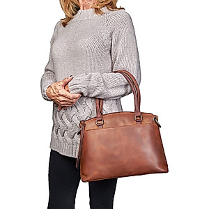 Lady Conceal Concealed Carry Whitely Leather Satchel (Cognac)