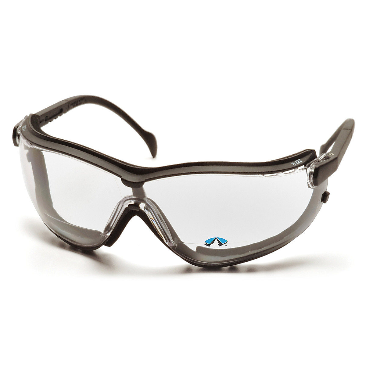 Pyramex Safety V2G Readers Eyewear, Black Strap/Temples, Clear +2.5 Anti-Fog Lens, Black Frame/Clear Anti-fog +2.5 Lens