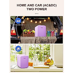 Reemix Mini Fridge, 3.7 Liter/6 Can Portable Cooler and Warmer Personal Refrigerator for Skin Care, Cosmetics, Beverage, Food,Great for Bedroom, Office, Car, Freon-Free (Purple)