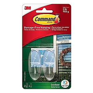 Command 17091CLR-AW-E Window, Medium, 2-Hooks (17091CLR-AWES), 2 Hooks, Clear-Outdoor, 2 Hooks