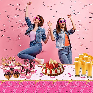 Western Cowgirl Party Supplies, Let's Go Girls Cowgirl Theme Tableware Set Including Tablecloth, Paper, Plates, Napkins, Forks for Western Disco Bachelorette Party Decorations Supplies - Serves 16